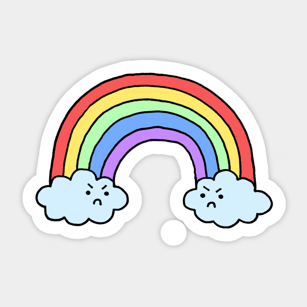 Grumpy Rainbow Clouds Rainbow Sticker Teepublic
